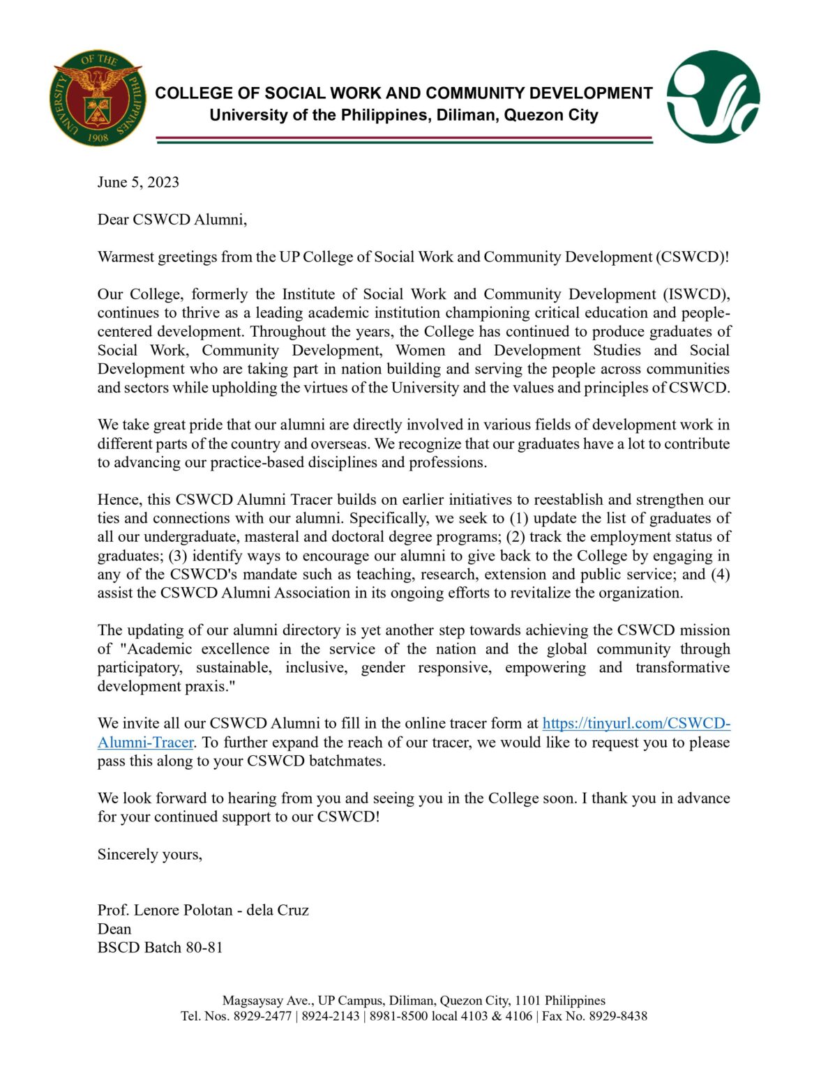 CSWCD Alumni Tracer Archives - UP Diliman College of Social Work and ...