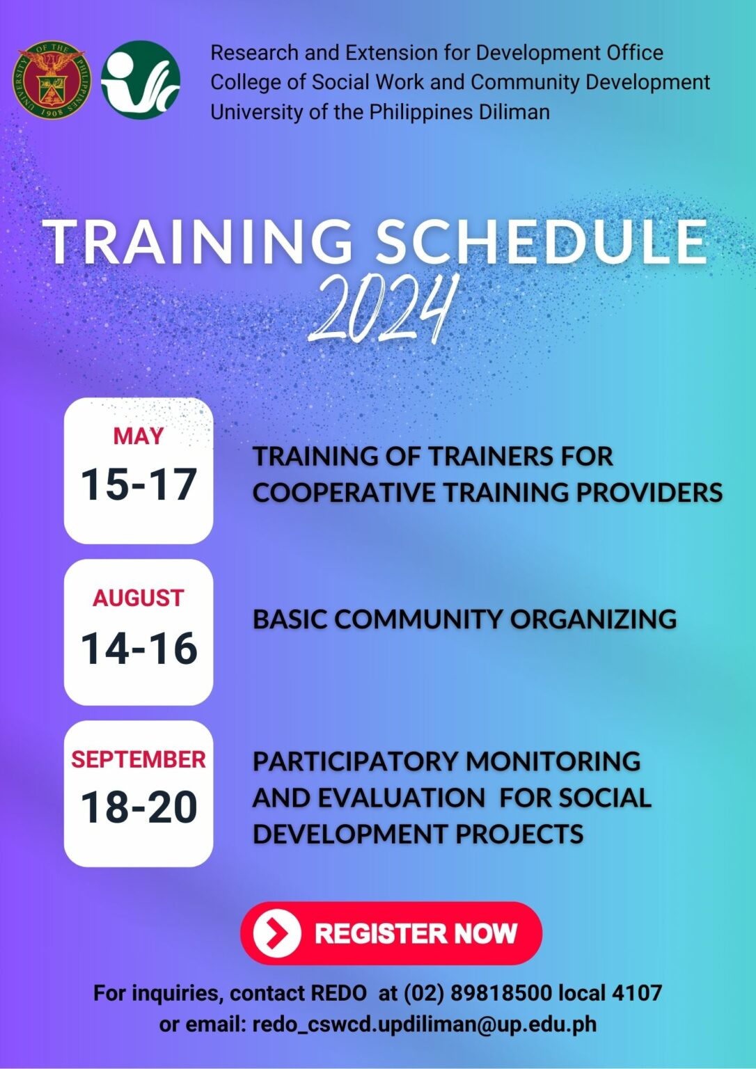 REDO Trainings 2024 - UP Diliman College of Social Work and Community ...