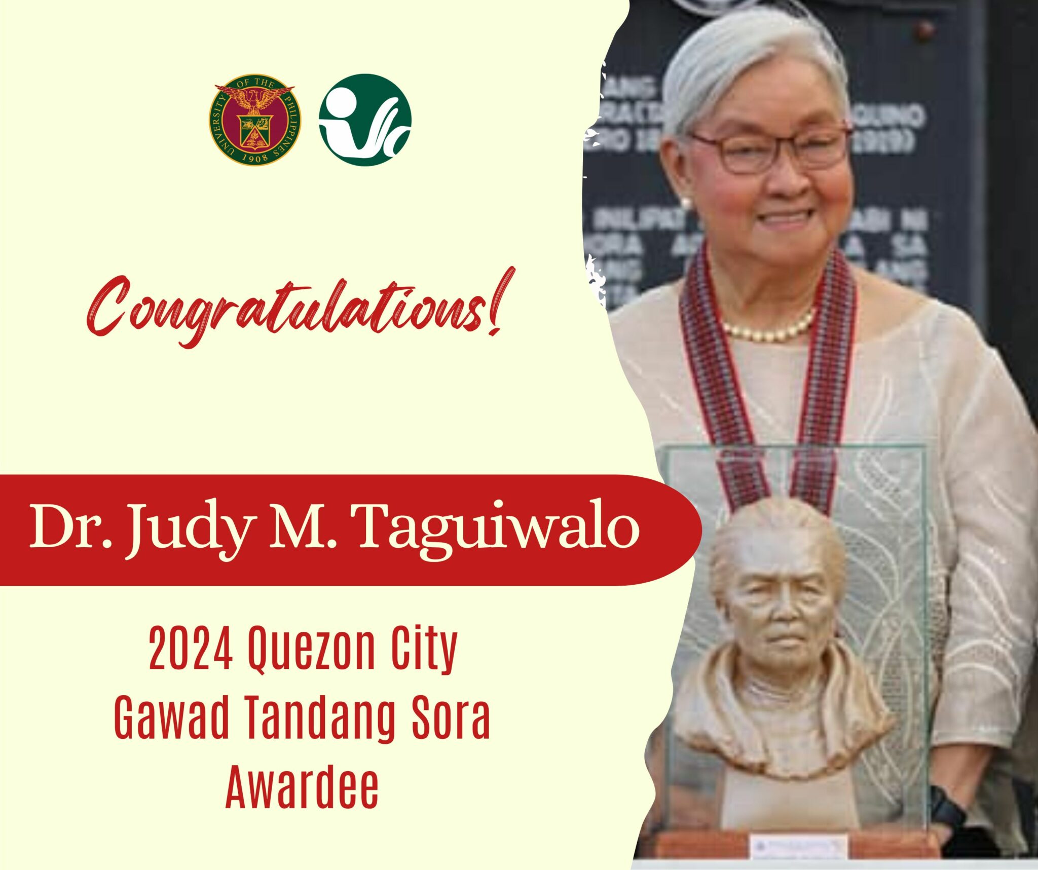 Pagbati kay Dr. Judy M. Taguiwalo sa Pagtanggap ng 2024 Quezon City ...